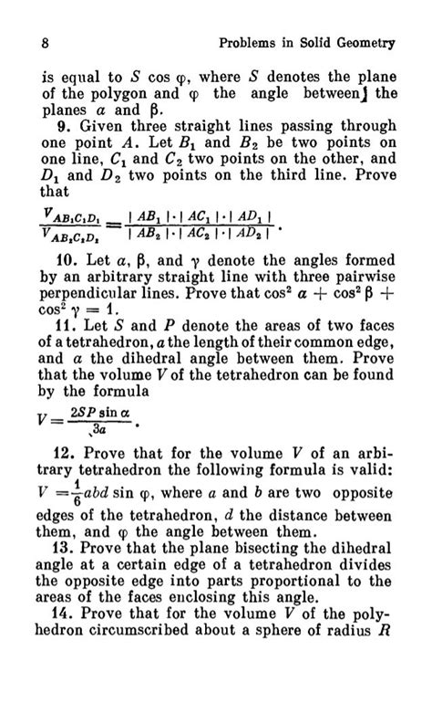 Problems In Solid Geometry
