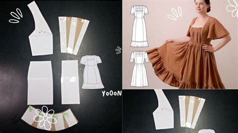 باترون فستان بسيط مغ كشكشة في الصدر و اسفل الفستان Fyp Youtube