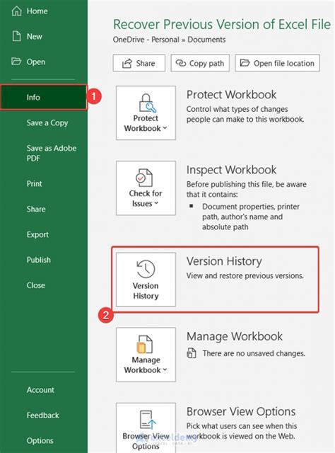 How To Restore Prior Version Of Excel File