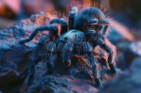 Macro Close Up Of Tarantula In Natural Habitat Revealing Intricate