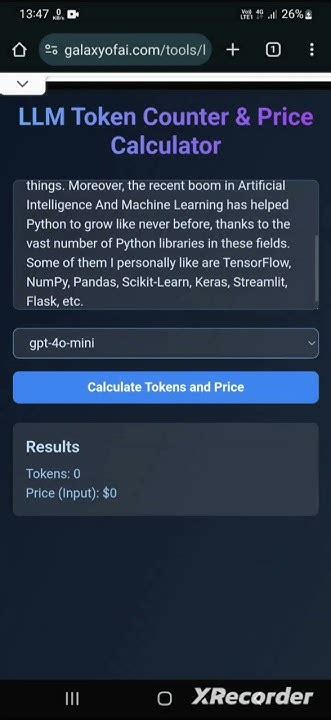 llm token counter and price calculator agenticai aiagent tokens llms
