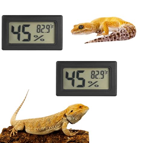 2pcs Reptile Thermometer And Humidity Gauge Rectangular Digtal