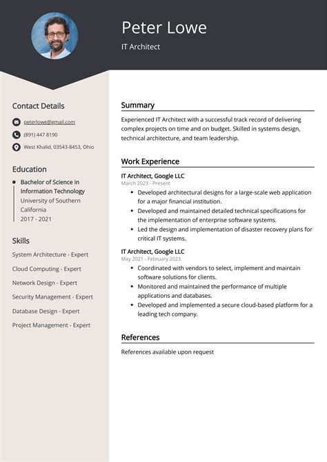 It Architect Cv Sample And Guide Entry Level And Senior Jobs