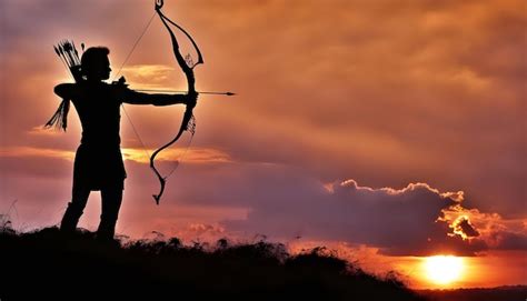 Premium Photo A Silhouette Of A Bow And Arrow With A Sunset In The Background