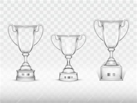 3d 현실적인 컵 경쟁의 우승자를위한 투명 유리 트로피 우승 무료 벡터