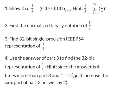 Solved 1 Show That 31 0 01010101 Two Hint 31 ∑i 1∞ 41 I