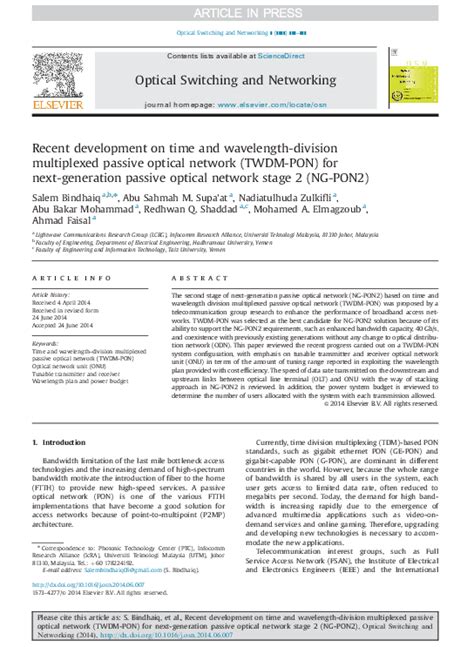 Pdf Recent Development On Time And Wavelength Division Multiplexed Passive Optical Network