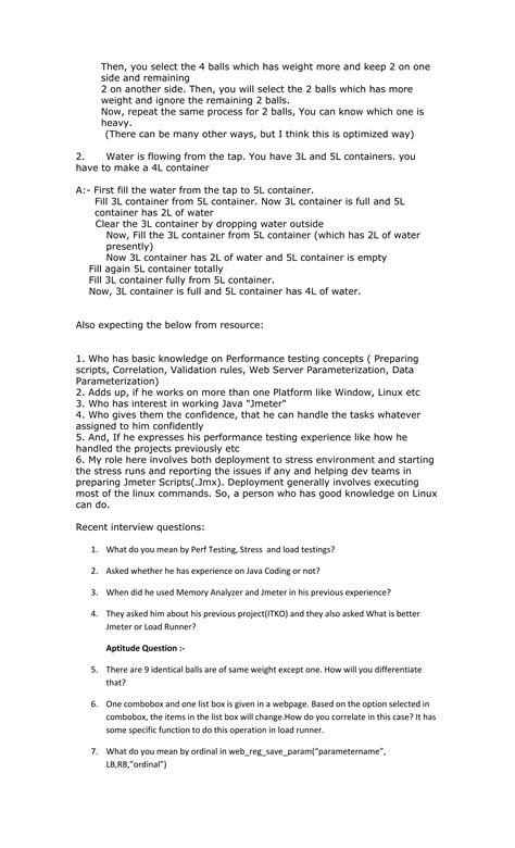 Performance Testing Interview Questions Updated 090812 Doc Web Development Internet