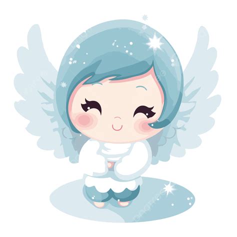 눈 천사 벡터 스티커 클립 아트 흰색 배경 만화에 파란색 날개를 가진 귀여운 작은 천사 상표 클립 아트 Png 일러스트 및 벡터 에 대한 무료 다운로드 Pngtree