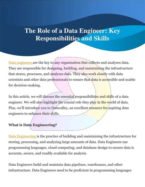 Ppt The Role Of A Data Engineer Key Responsibilities And Skills
