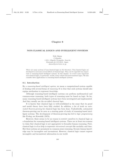 Pdf Non Classical Logics And Intelligent Systems