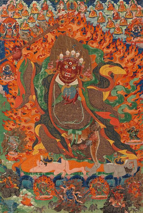 A Thankga Depicting Raudrantaka Mahakala Tibet 19th Century