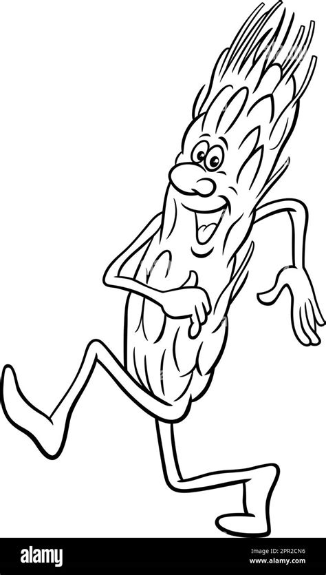 cartoon ear of grain food comic character coloring page stock vector image and art alamy