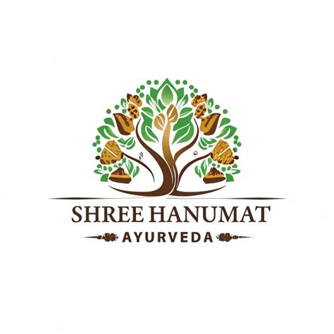 Logo Design For Shree Hanumat Ayurveda Sacred Tree Sun And Herbal