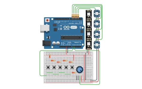 Circuit Design Multiple Push Buttons Tinkercad