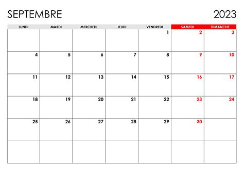 Calendrier Septembre 2023 Calendriersu