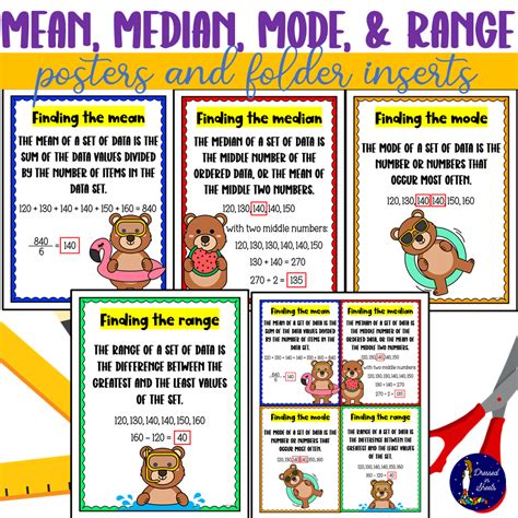 mean median mode and range posters and folder inserts made by teachers