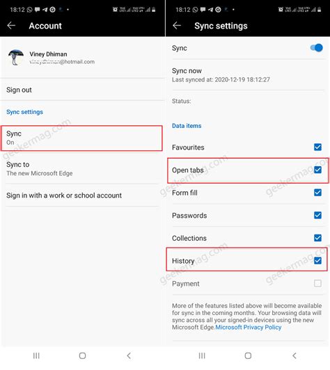 Microsoft Edge For Android Let You Sync Open Tabs And History