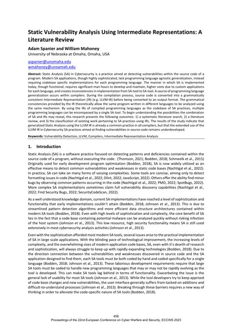 Pdf Static Vulnerability Analysis Using Intermediate Representations A Literature Review