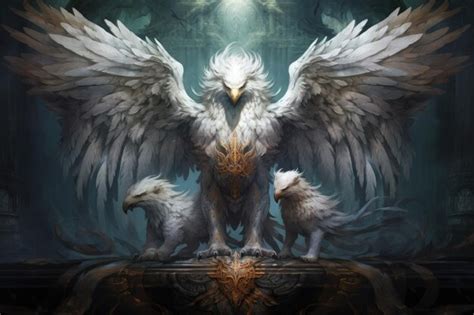 Premium AI Image Loyal Griffins Majestic Creatures With The Body Of A