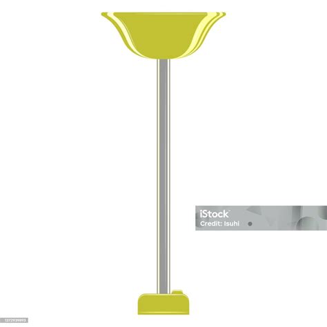 집 사무실 바닥 램프 겨자 색 의 등등 갓은 상단에서 열립니다 플로어 램프 세련된 인테리어용 램프쉐이드 디자인 벡터 아이콘 여러