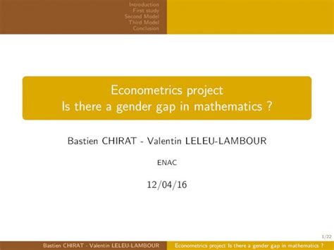 Pdf Econometrics Project Is There A Gender Gap In Mathematicsrecherche Enac Fr ~steve Lawford