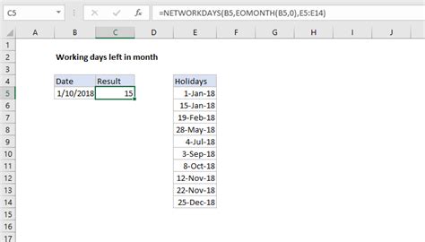 Excel Formula Working Days Left In Month Exceljet