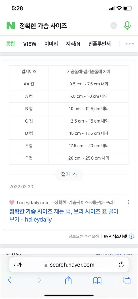 가슴사이즈 측정 질문 지식in