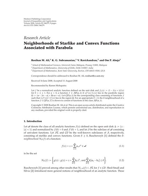 Pdf Neighborhoods Of Starlike And Convex Functions Associated With Parabola