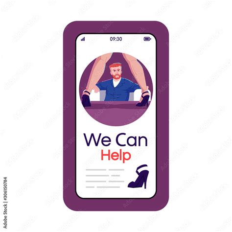 Sexual Addiction Social Media Post Smartphone App Screen Mobile Phone Display With Cartoon