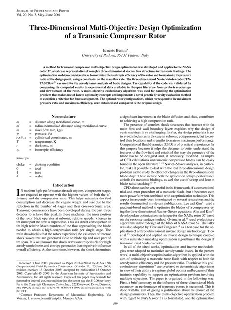 Pdf Three Dimensional Multi Objective Design Optimization Of A Transonic Compressor Rotor