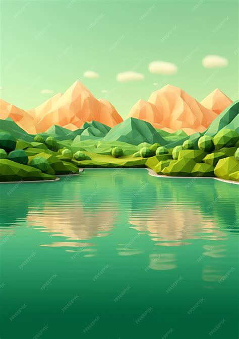 Premium Photo Green Nature Cartoon Style 3d Rendering