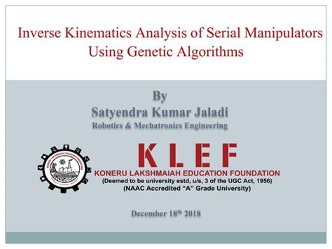 Inverse Kinematics Using Genetic Algorithms Ppt