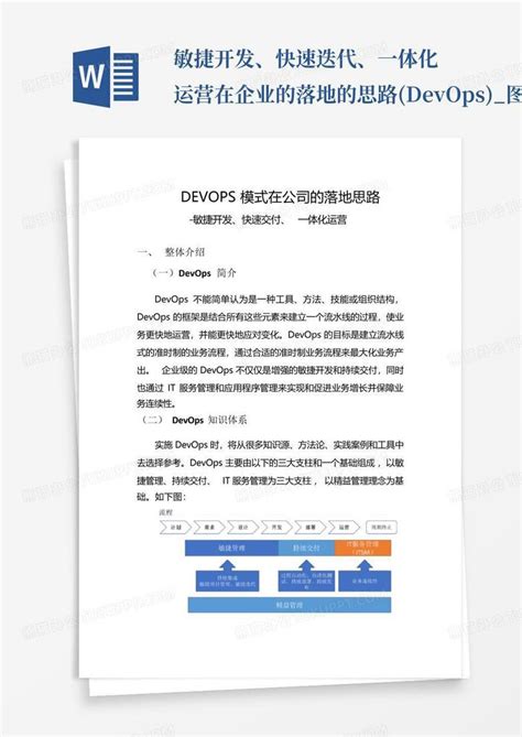 敏捷开发、快速迭代、一体化运营在企业的落地的思路 Devops 图文 Word模板下载 编号lerdyyme 熊猫办公
