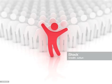 비즈니스 그룹의 리더입니다 팀워크 개념입니다 군중에서 밖으로 서 3차원 형태에 대한 스톡 사진 및 기타 이미지 3차원 형태 개념 개성 개념 Istock