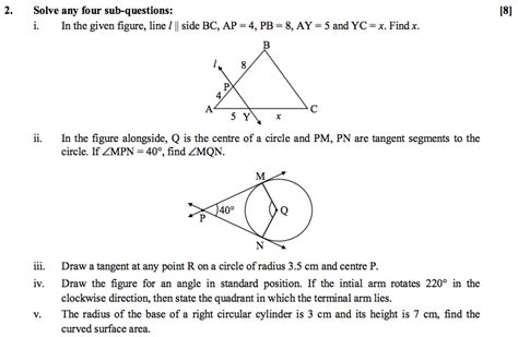 Education Board Question Paper July 2015 Geometry