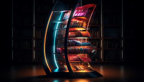Premium Ai Image Futuristic Bookshelf Editorial Photography With