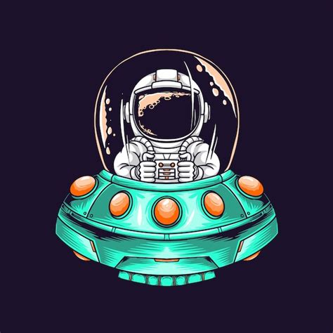 우주 비행사 및 우주선 벡터 로고 프리미엄 벡터