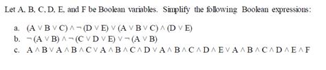 Solved Let A B C D E And F Be Boolean Variables Chegg