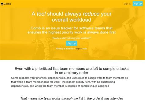 Comb Comb Is An Issue Tracker For Software Teams That Ensures The Highest Priority Work Is
