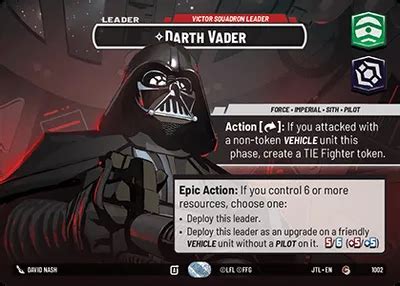 Darth Vader Victor Squadron Leader Card Star Wars Unlimited SWU TCG