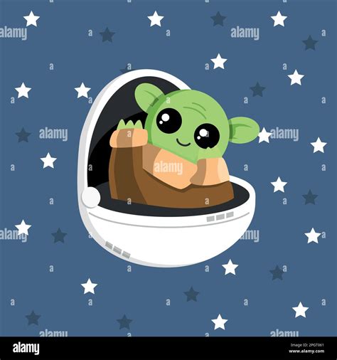 Сute Alien In Open Space In Flat Style Astronaut Vector Illustration On Isolated Background