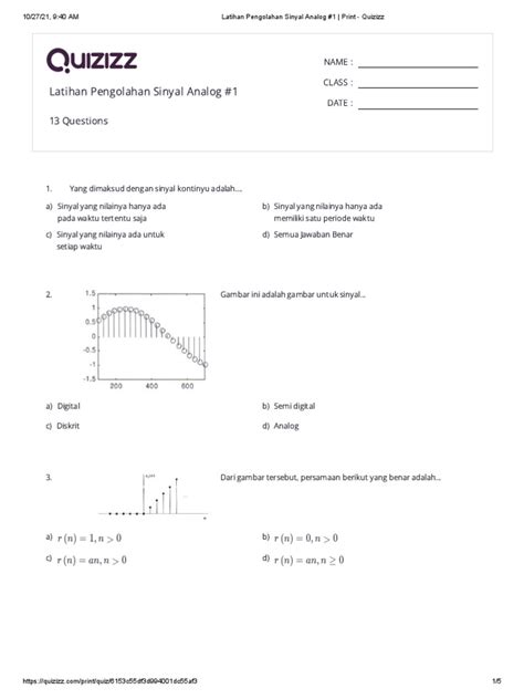 Latihan Pengolahan Sinyal Analog 1 Print Quizizz Pdf Metode And Bahan Ajar