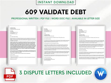 609 Validate Debt Credit Dispute Letter Template Bundle Diy Credit