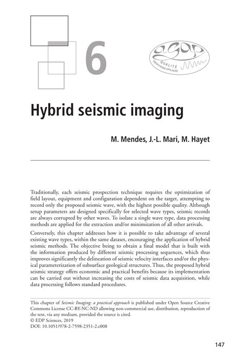 Pdf Chapter 6 Hybrid Seismic Imaging