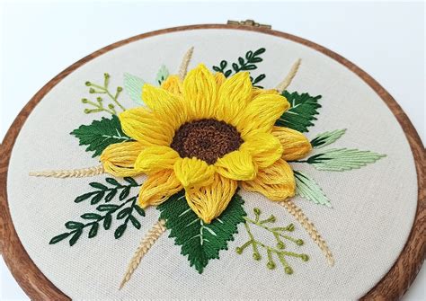 Sunflower Embroidery Pdf Pattern Hand Embroidery Sunflowers Decor