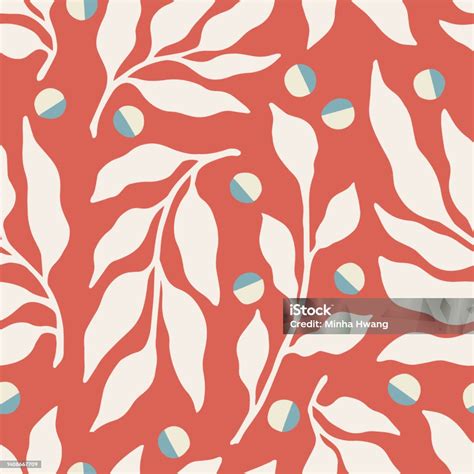 벡터 리프와 물방울 도트 일러스트 레이 션 원활한 반복 패턴 패션과 홈 데코레이션 인쇄 디지털 아트 워크 0명에 대한 스톡 벡터 아트 및 기타 이미지 Istock
