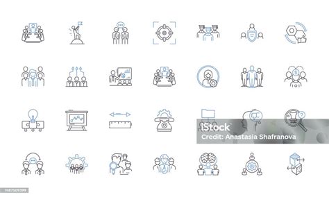 인사 팀 라인 아이콘 컬렉션입니다 채용 고용 선발 교육 개발 인재 인력 배치 벡터 및 선형 그림 유지 사기 협업 개요 표지판