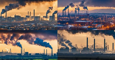 Lexica Factories Polluting The Atmosphere Over A City