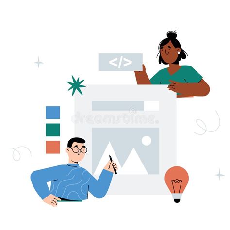 Teamwork In Website Design In Flat Vector Illustration Symbolizing Ux Ui Collaboration Web